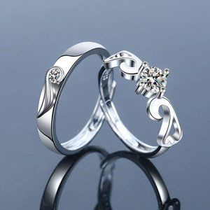 Jewelry | 2pcs Sterling Silver Angel Wings Matching Couple Rings | Poshmark